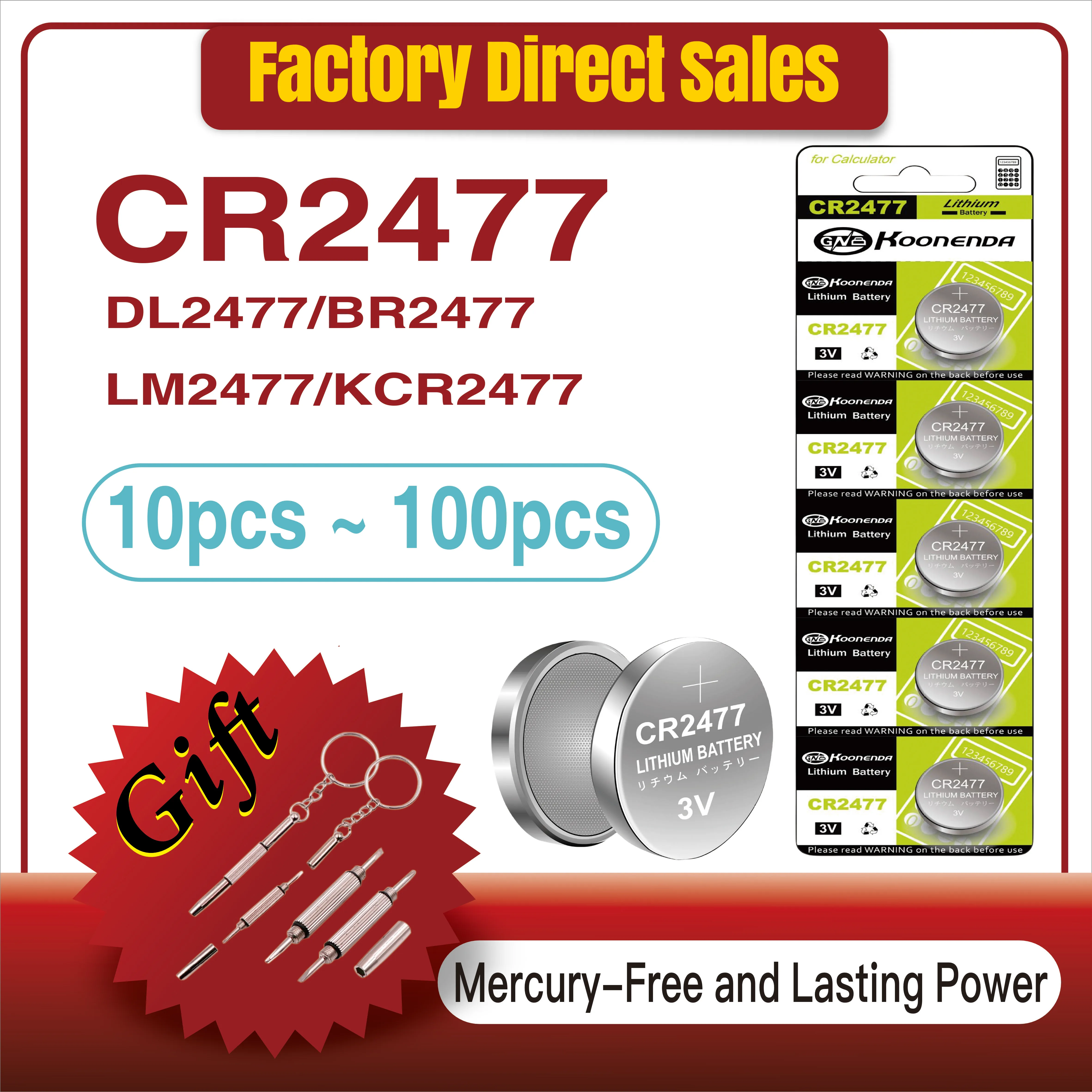 10-100PCS-CR2477-3V-Button-Lithium-Battery-for-Calculator-Flashlight ...