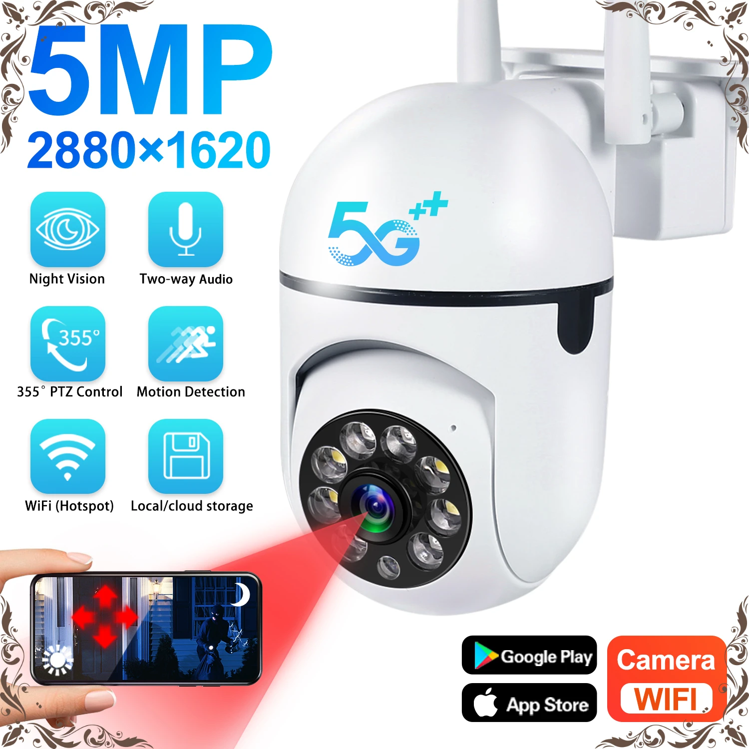 Cámara de vigilancia de 5MP para exteriores, videocámara IP CCTV con ...