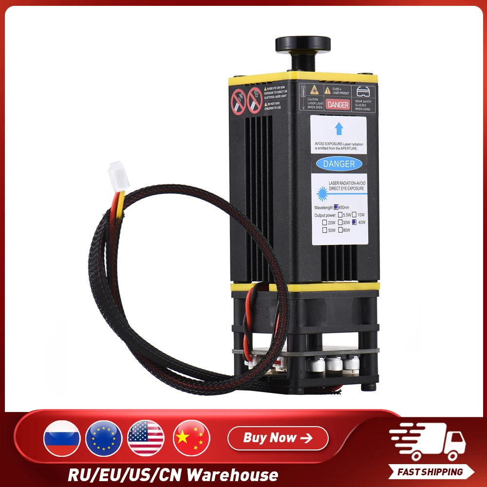 450nm 80w módulo laser comprimento focal fixo cabeça de gravação a ...