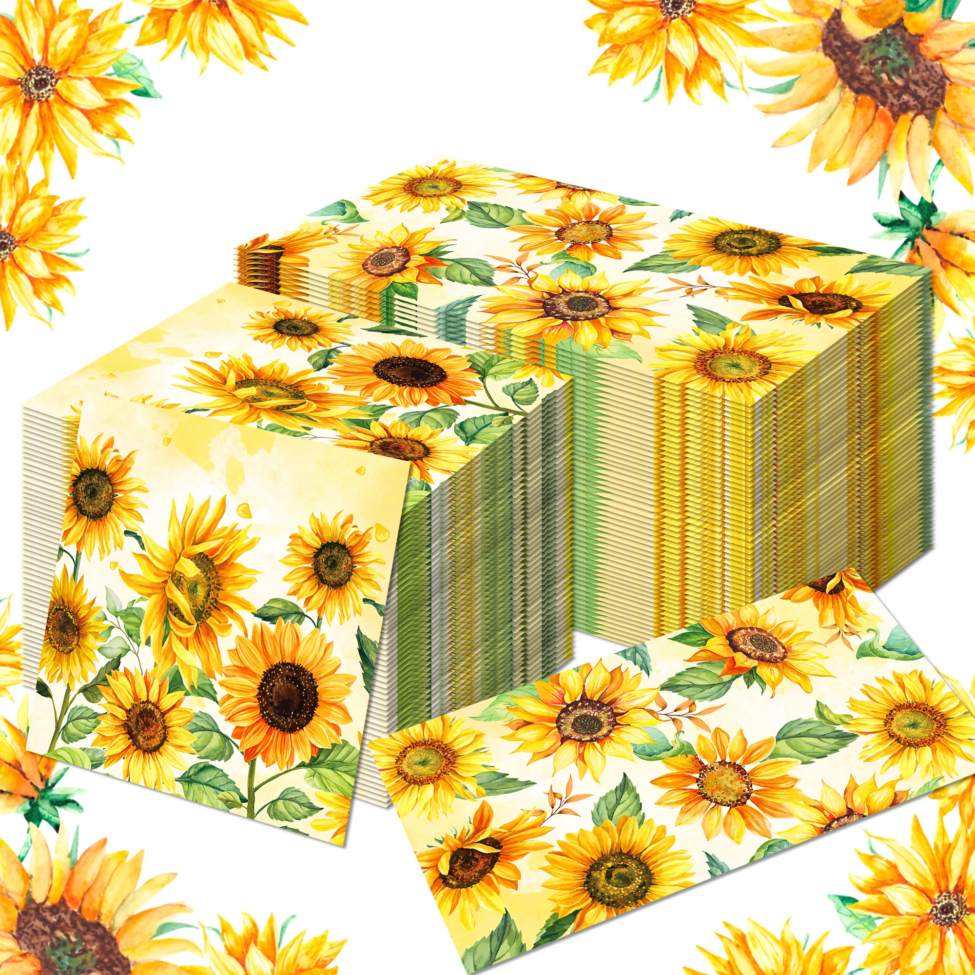 20pcs Watercolor Sunflowers Paper Napkins Wedding Disposable Tableware ...