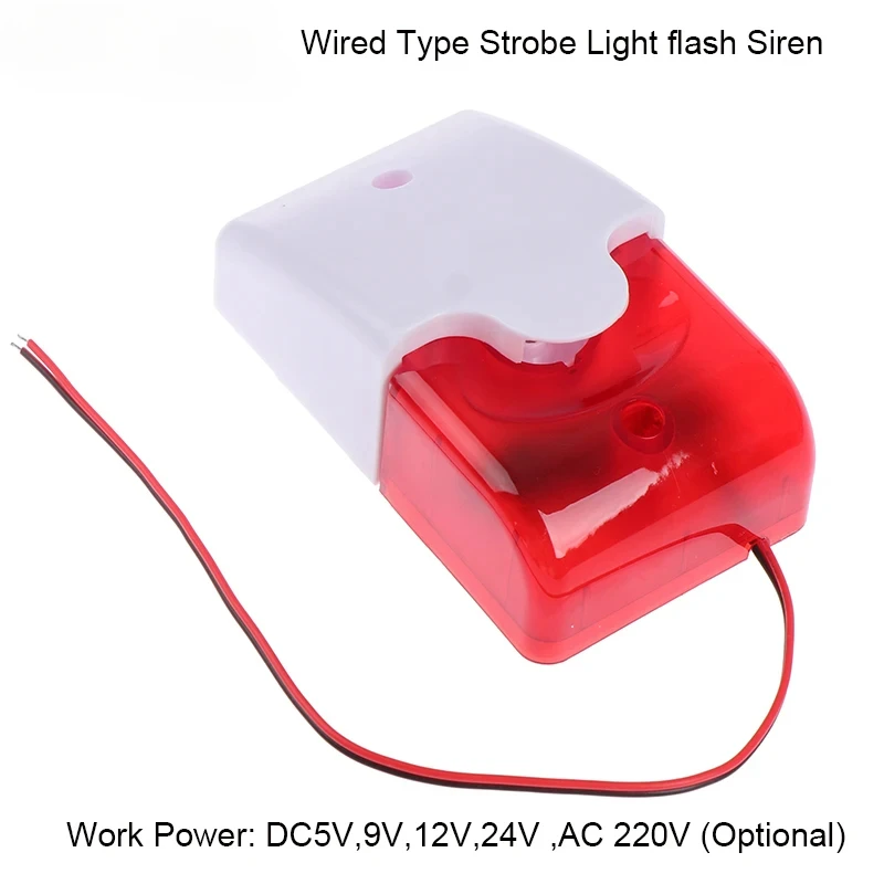 120dB Strobe Siren Alarm | 5V-220V Wide Voltage LED Flash + Voice Alert ...