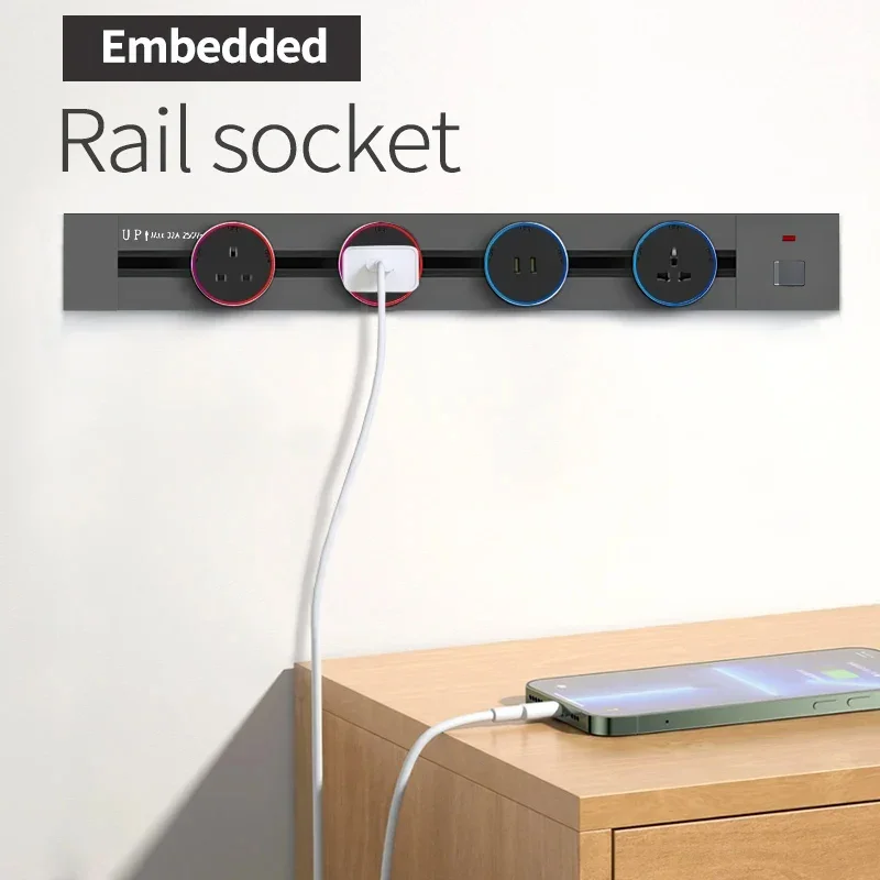 Embedded-movable-slide-rail-socket-track-insertion-kitchen-dedicated ...
