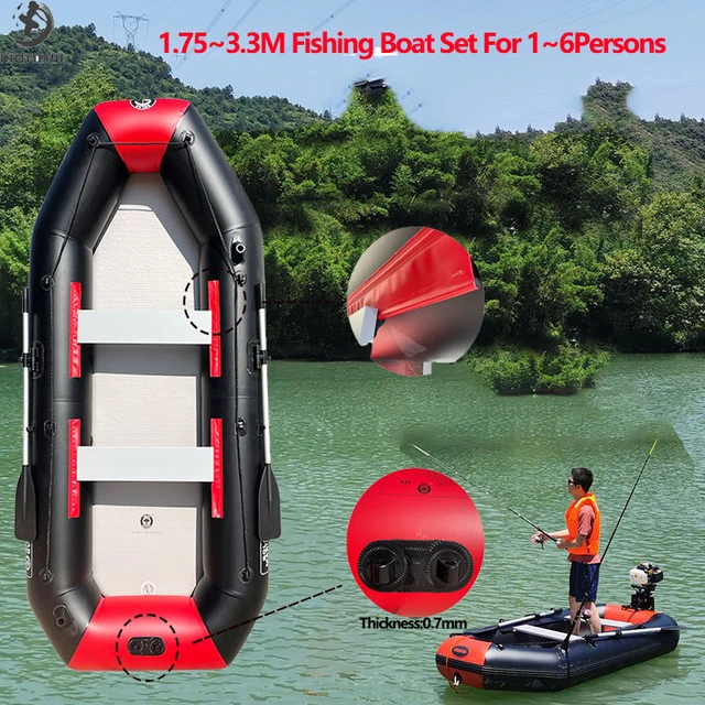 New 0.7mm Thicken PVC Fishing Boat with Air Deck Bottom for 1-6 Persons ...