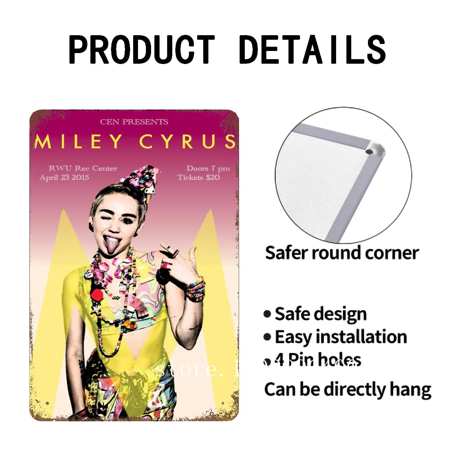 Miley Cyrus Poster Tin Sign Metal Signs Vintage Style Wall, 54% OFF