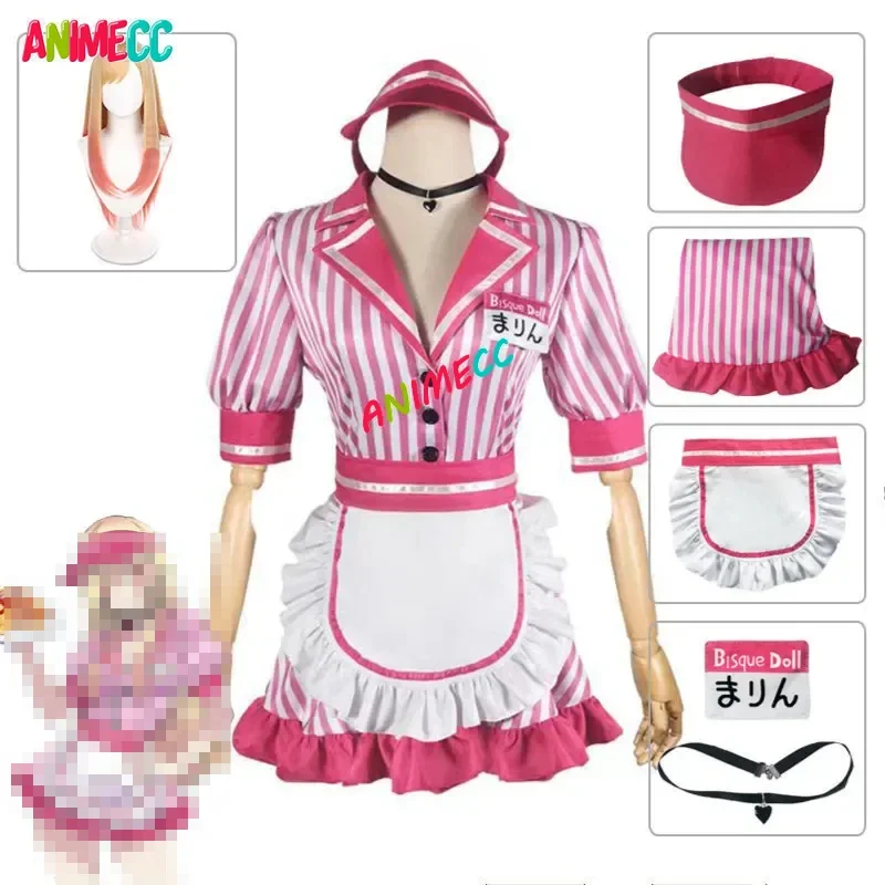 ANIMECC-in-Stock-Marin-Kitagawa-Cosplay-Costume-Wig-Pink-Waitress-Sweet ...