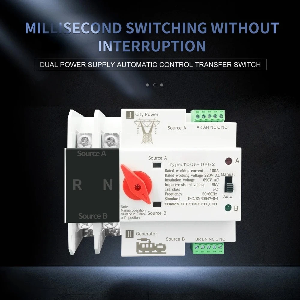 220 Volt Transfer Switch 220V Transfer Switch 4 Pole Dual Power ...