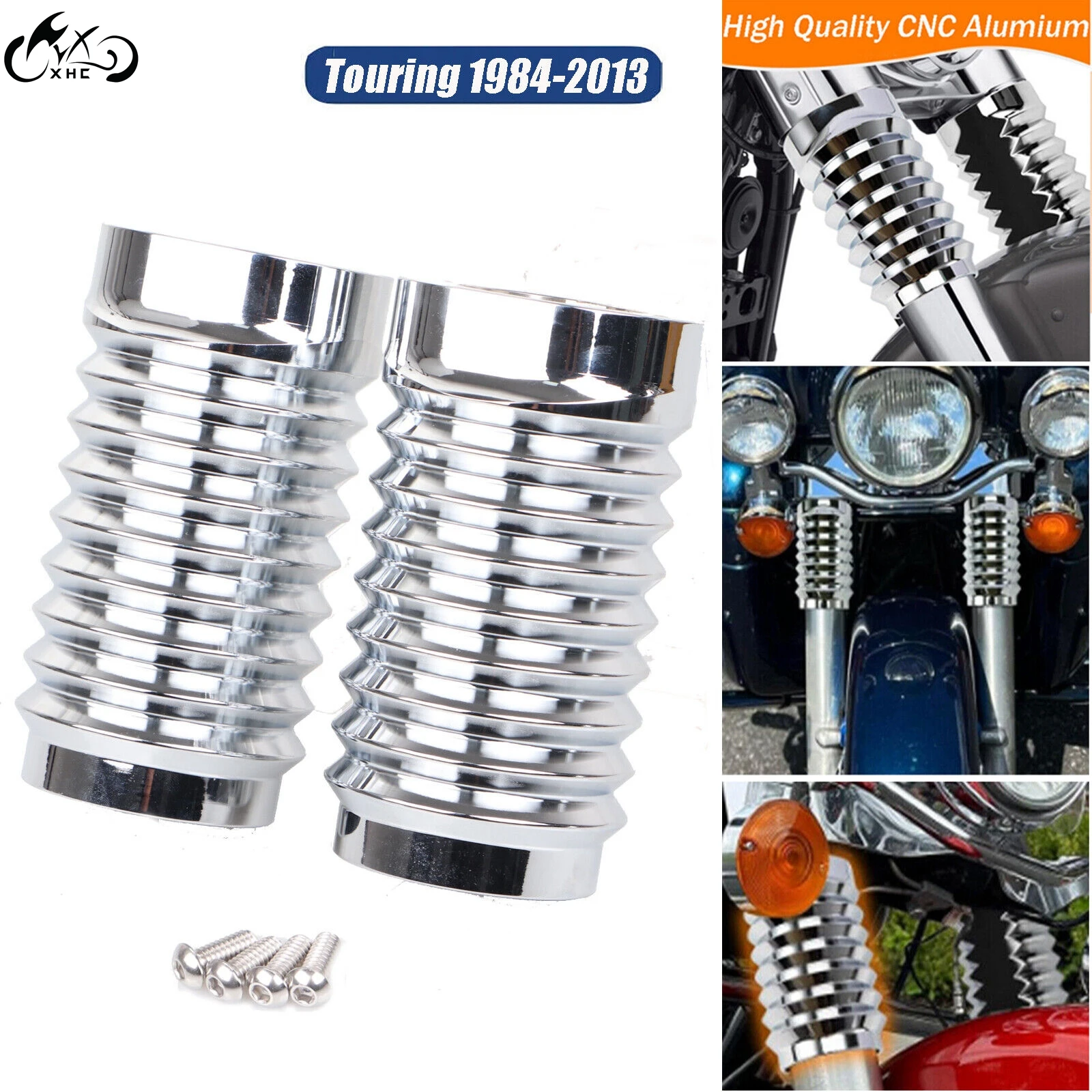 Motorcycle-Front-Left-Right-Fork-Slider-Cover-Cowbells-For-Harley ...