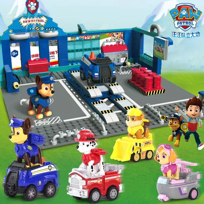 Genuine Paw Patrol Building Blocks Puppy Patrol Dog Rescue Car Action ...