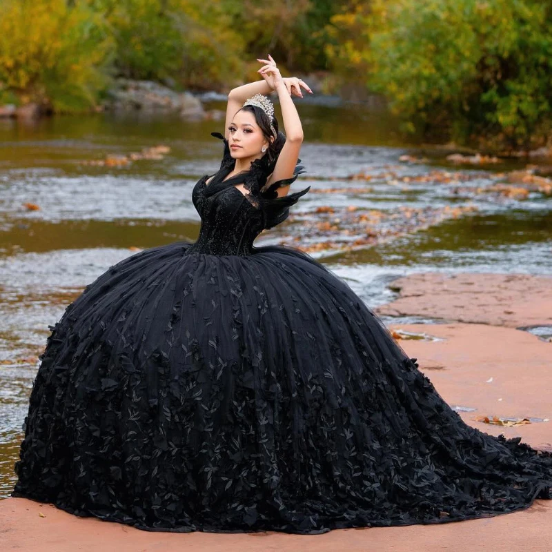 Black-Sweetheart-Quinceanera-Dress-Off-the-Shoulder-Princess-Prom-Gown ...