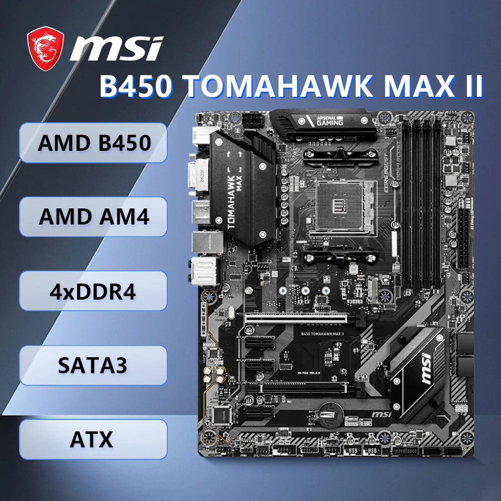 MSI-B450-TOMAHAWK-MAX-II-Motherboard-Support-Socket-AM4-Ryzen-7-5700X3D ...