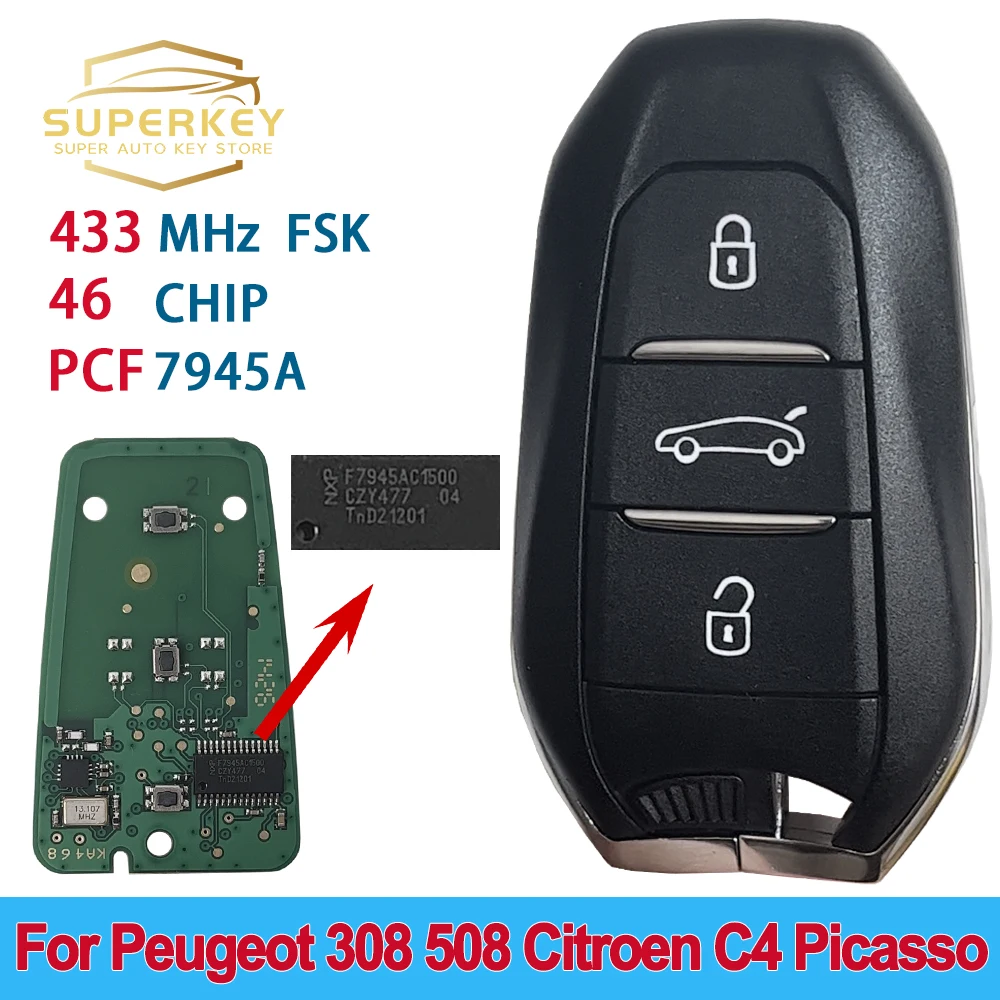 SUPERKEY 3 Buttons Smart Key Keyless For CITROEN C4 DS4 DS5 2010 2012 ...