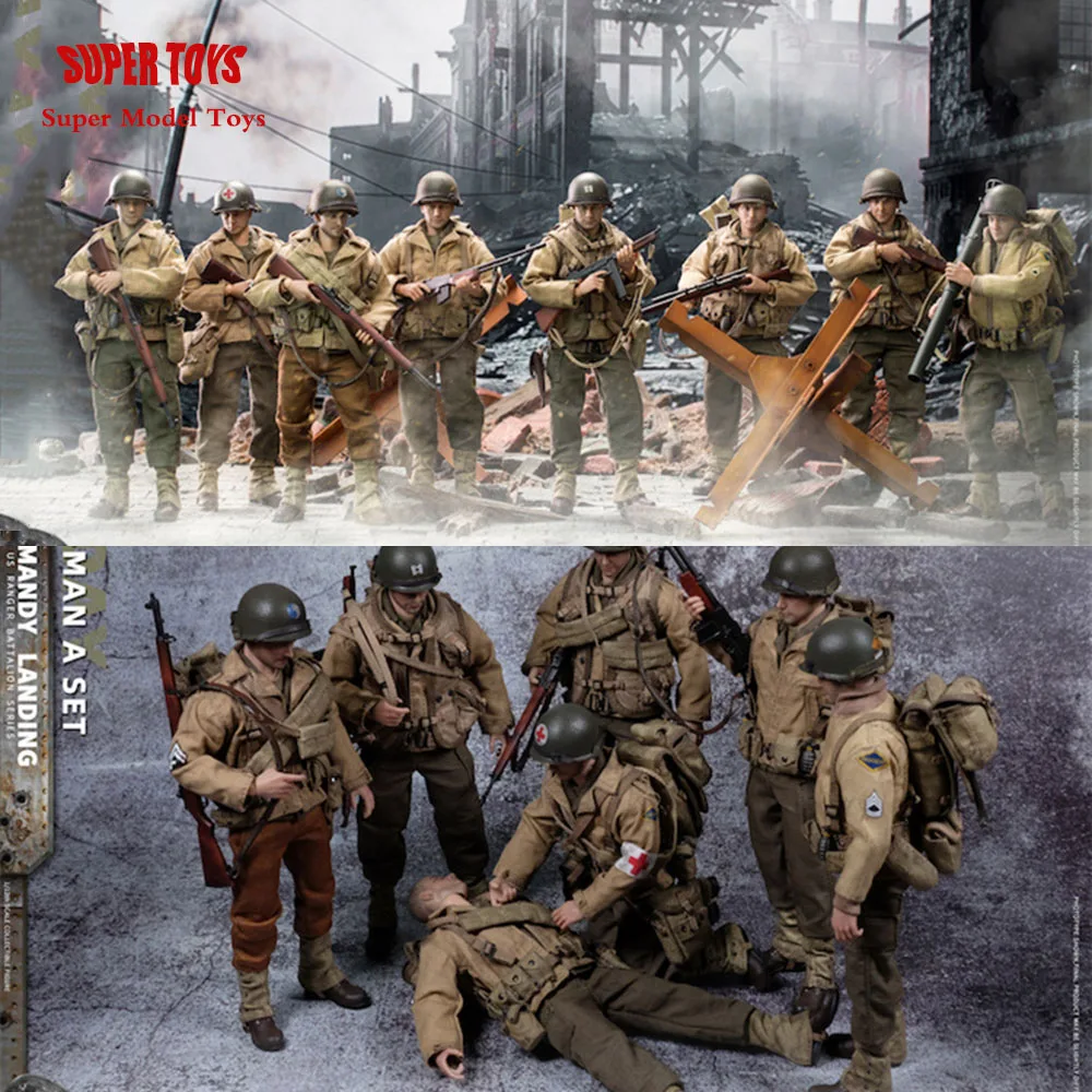 8pcs-set-Crazy-Figure-LTY001-1-12-Scale-Collectible-WWII-U-S-Army-On-D ...
