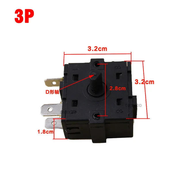 1Pcs Electric Room Heater 3Pin 5Pin Rotary Switch Selector AC 250V 16A ...