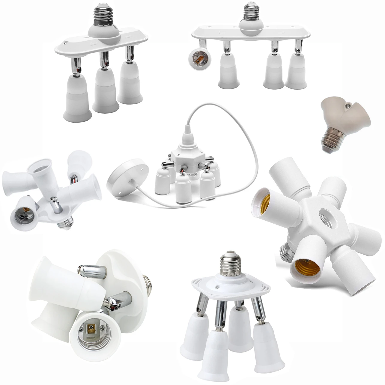 3 In 1 E26 E27 Edison Screw Bulb Base Light 3 Socket Extender 100-240v ...