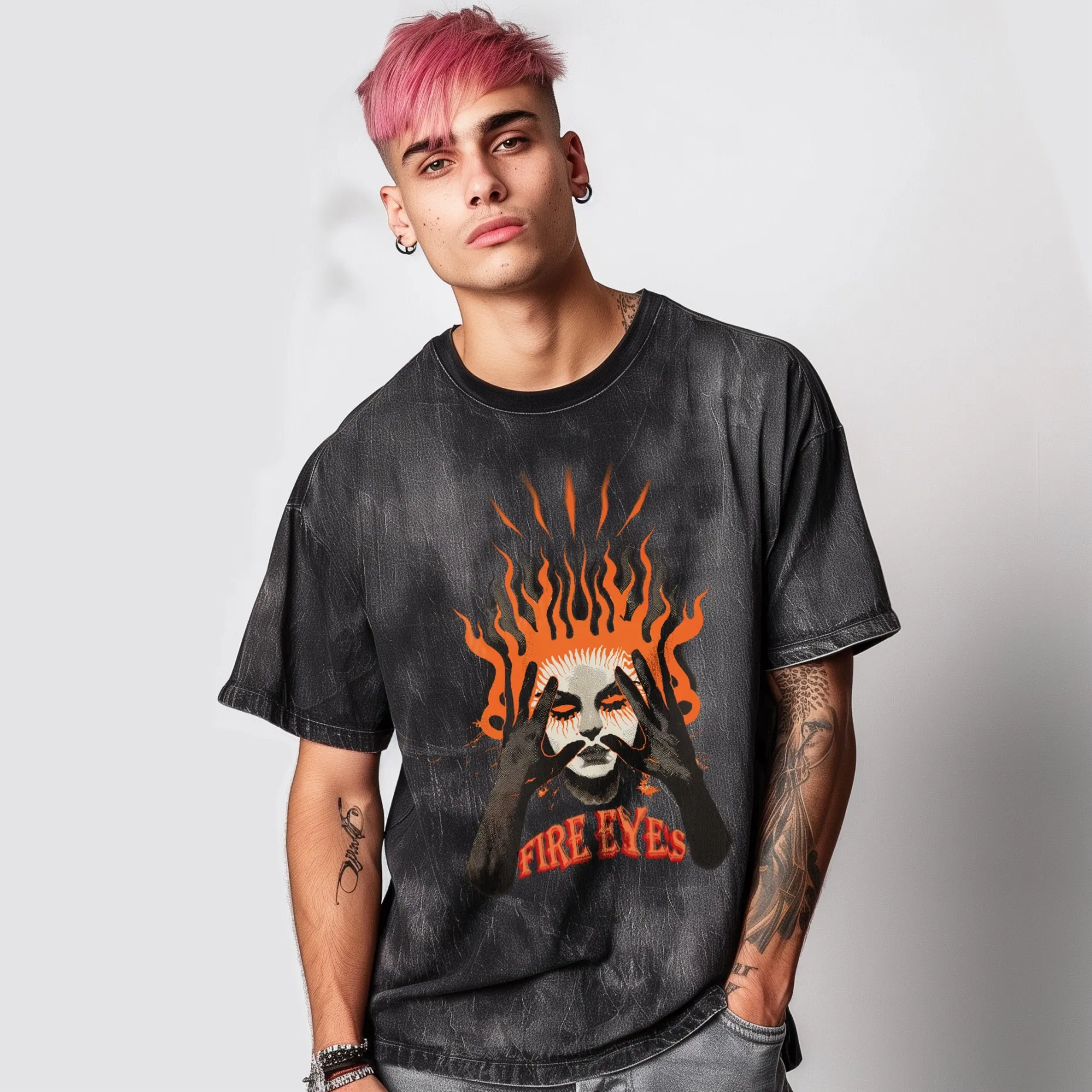Fire-Eye-T-shirts-Berserk-Washed-Short-T-shirts-for-Men-Women-s-Tops ...