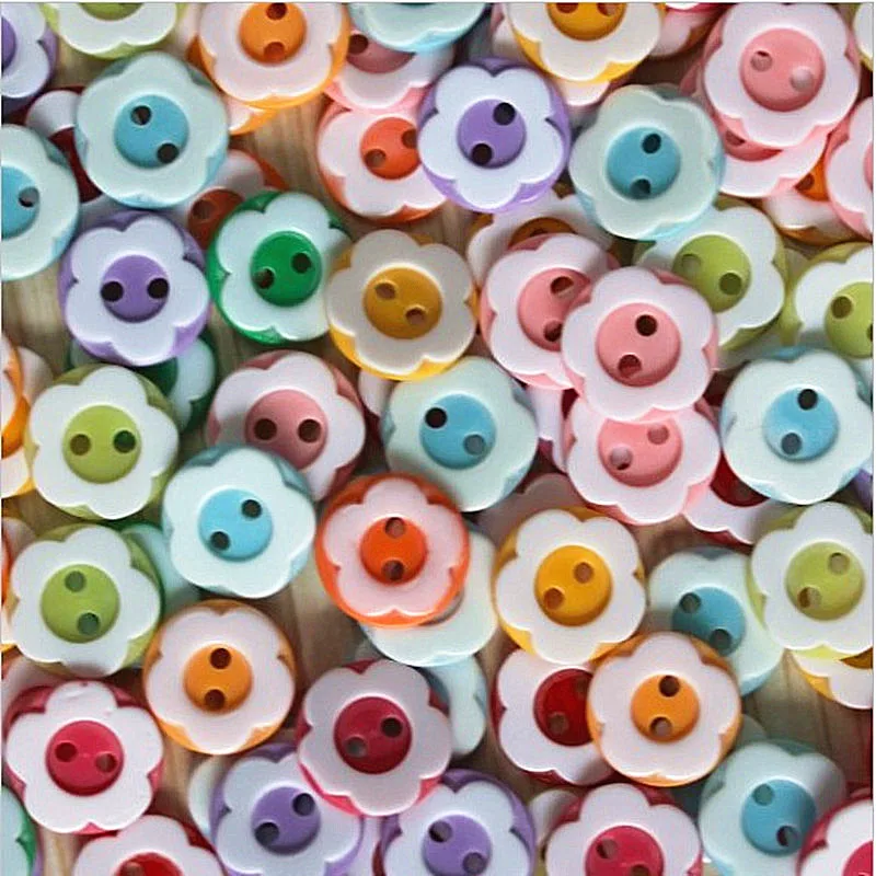 100Pcs-Resin-Flower-Buttons-Children-s-Clothing-Button-Sewing-Button ...