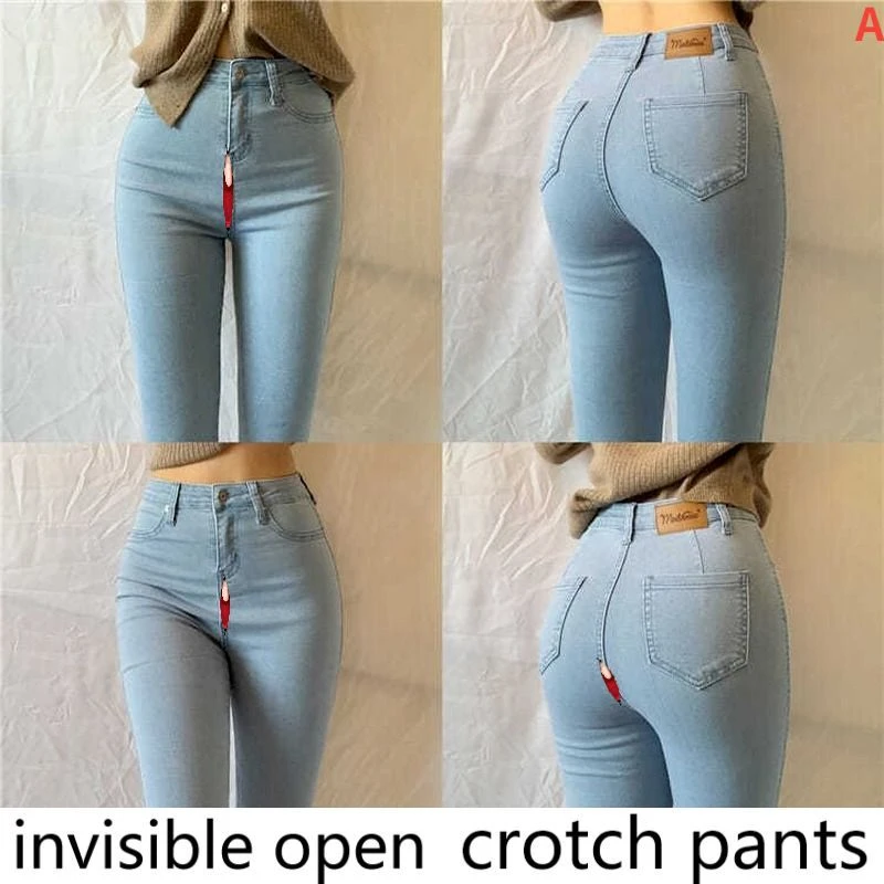 Open Crotch Pants plus Size European and American Style High Waist ...