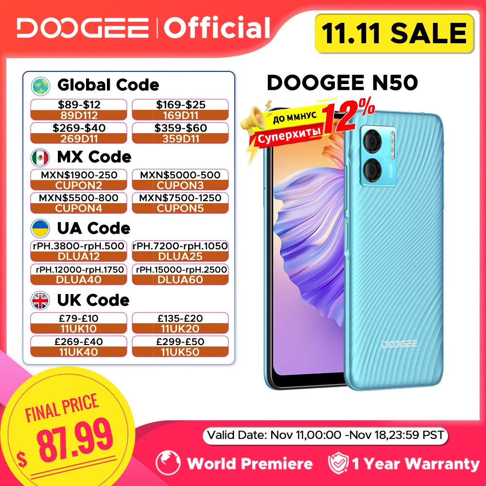 World-Premiere-DOOGEE-N50-Smartphone-6-52-HD-Display-8GB-128GB-Octa ...