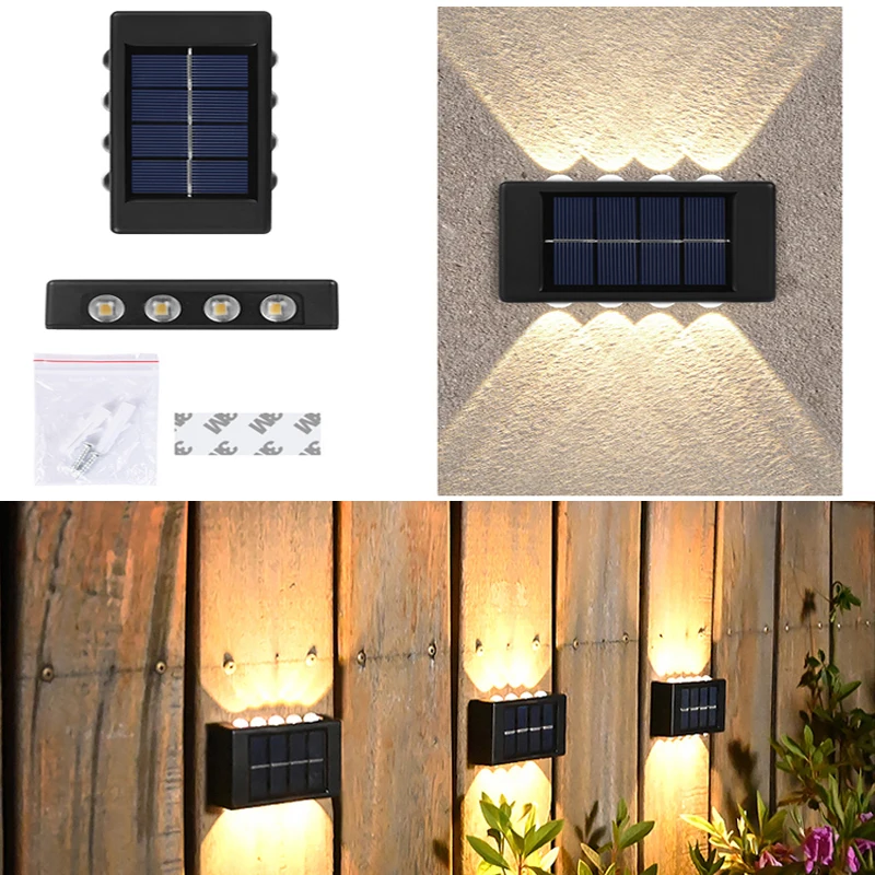 Outdoor-8Led-Solar-External-Sconce-Lamp-Lighting-Street-Terrace-Fence ...