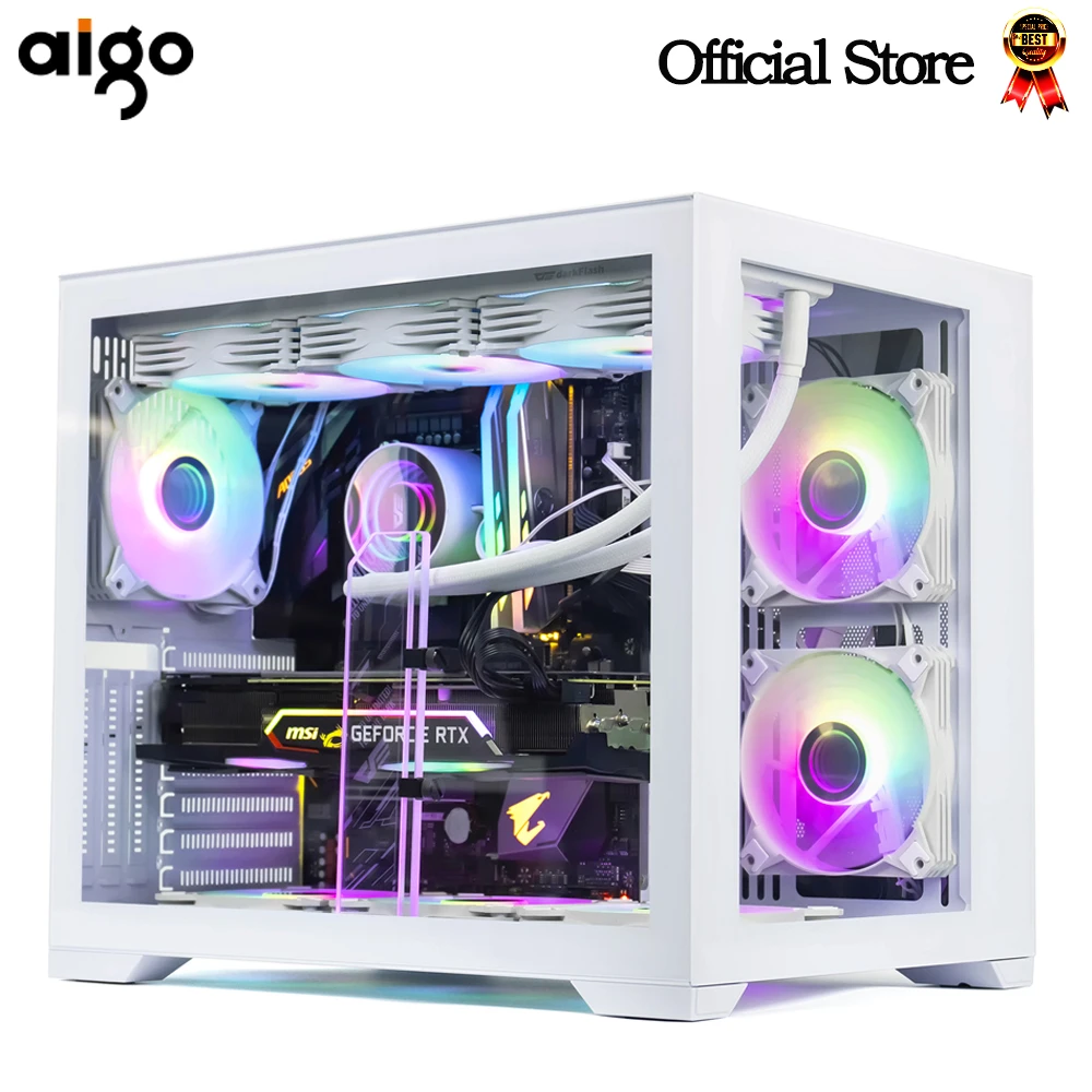Aigo C305 Desktop Computador Pc Caso Atx M-atx Itx Gaming Mudo Vidro ...
