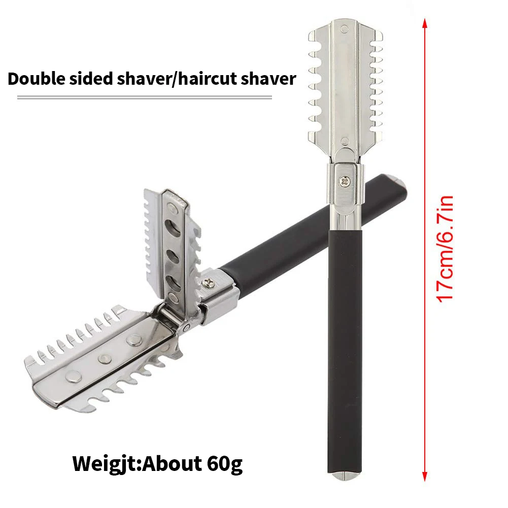 Stainless-Steel-Edge-Shaving-Razor-Rubber-Handle-Removable-Professional ...