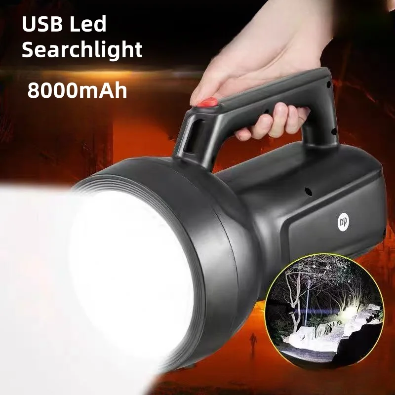 High Light LED Searchlight 8000mAh Long Range camping light USB ...