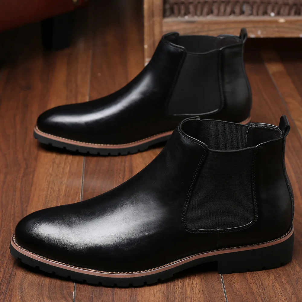 Men Classic Retro Leather Chelsea Boots for Man Fashion Ankle Mens ...