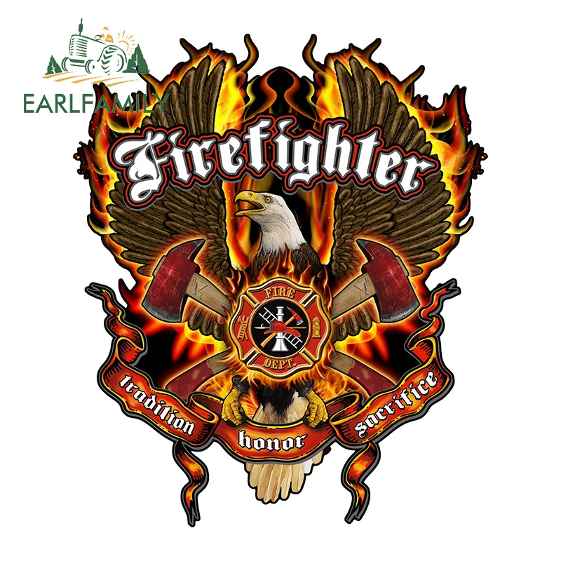 Earlfamily 13cm X 10.9cm Firefighters With Eagle Car Sticker First ...