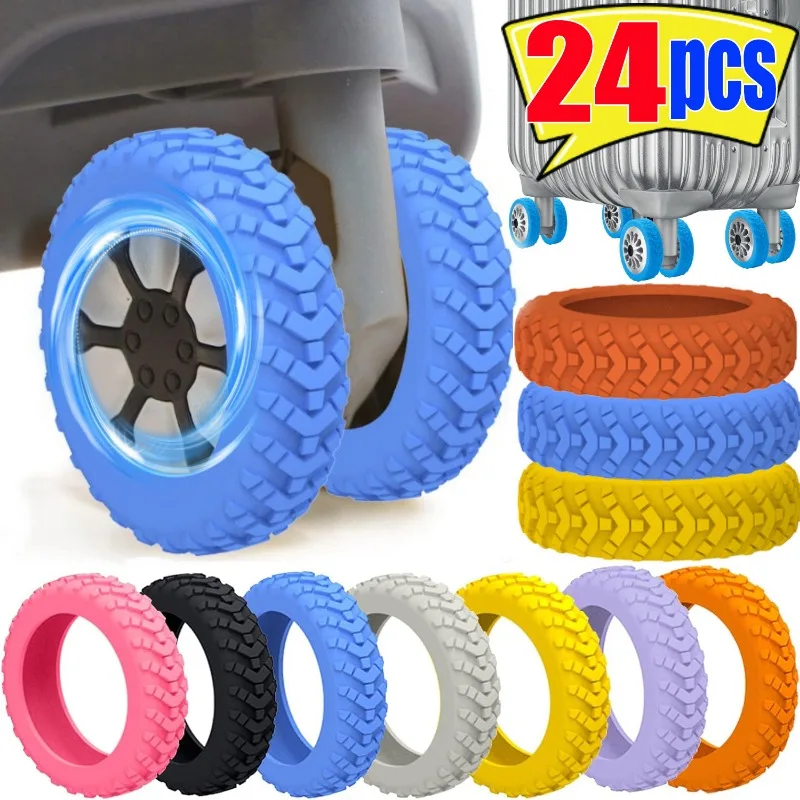 1-24Pcs-Thicken-Texture-Silicone-Wheels-Protector-For-Luggage-Reduce ...
