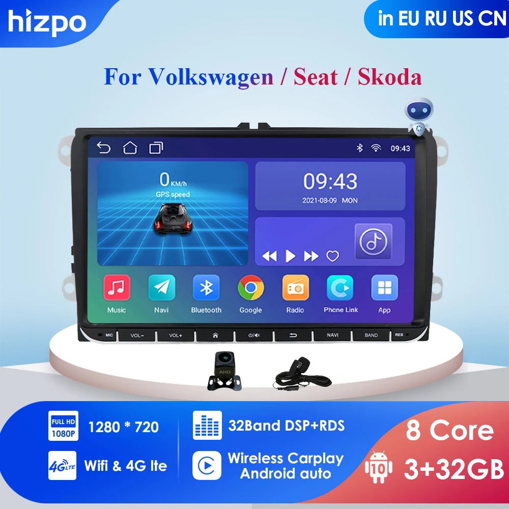 2 Din Android 4g Car Radio Gps Navigation For Vw Passat B6 Amarok ...