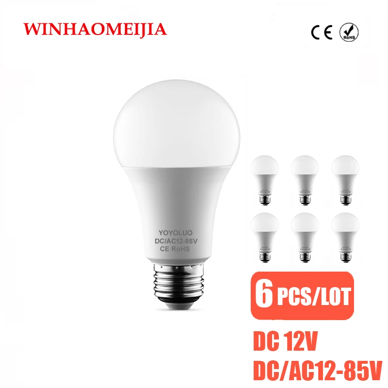 6PCS/LOT LED Bulbs DC/AC 12V 24V 36V 48V E27 6W 9W 12W 15W LED Lamp ...