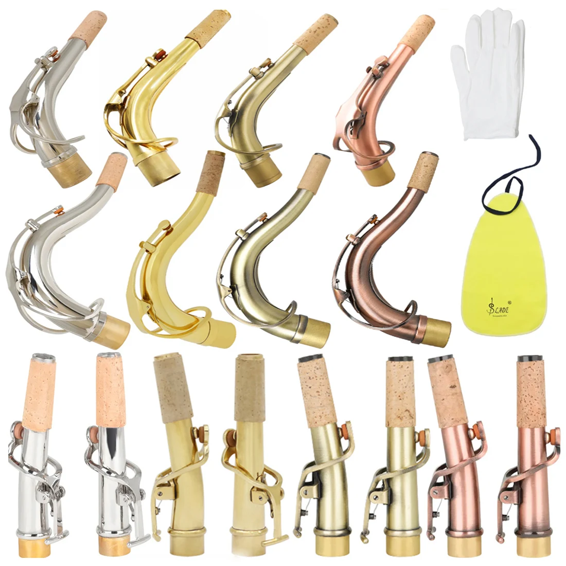 Saxophone-Bent-Neck-Brass-Silver-Plated-Extended-Sax-Curved-Neck-for ...