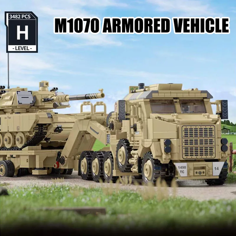 Military MOC 3482pcs M1070 Armored Vehicle M1A2 Tank Trasport Truck ...