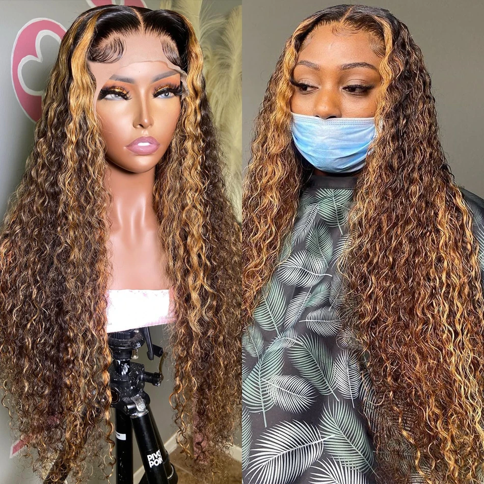 30-32-inch-Highlight-Ombre-13x4-Deep-Wave-Lace-Frontal-Wig-Human-Hair ...