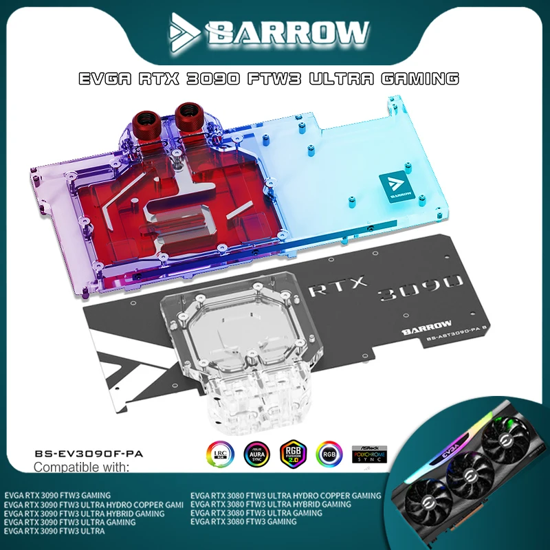 Barrow Gpu Active Backplate Block For Evga Rtx 3090/3080 Ftw3 Ultra ...