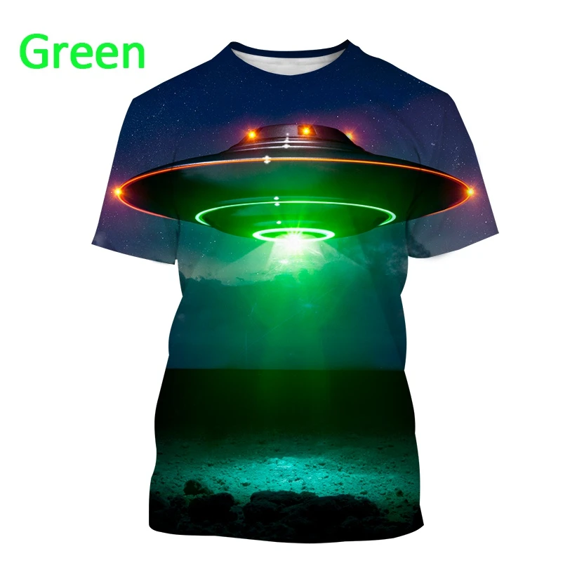 Summer Latest Alien 3D Printing UFO Men's Fashion Casual Short sleeved ...