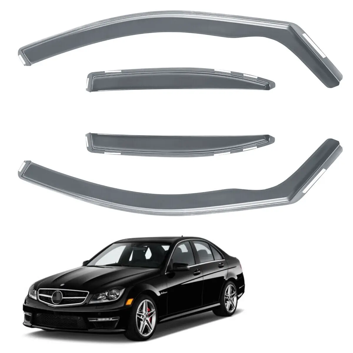 For Mercedes Benz C Class W204 4 Doors Saloon 2007-2014 Wind Deflectors ...