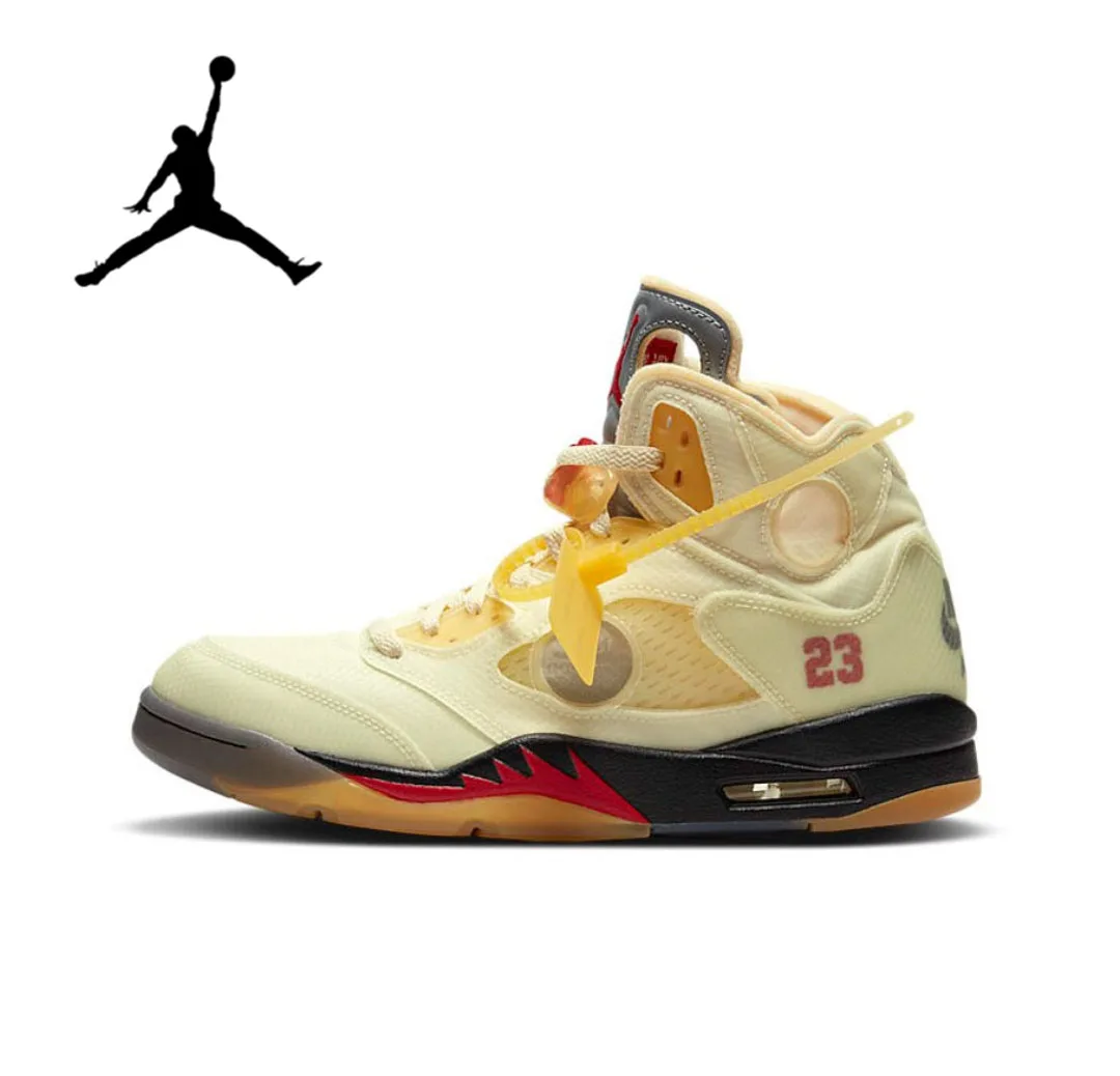 OFF-WHITE-X-Jordan-Air-Jordan-5-Retro-SP-High-top-retro-basketball ...