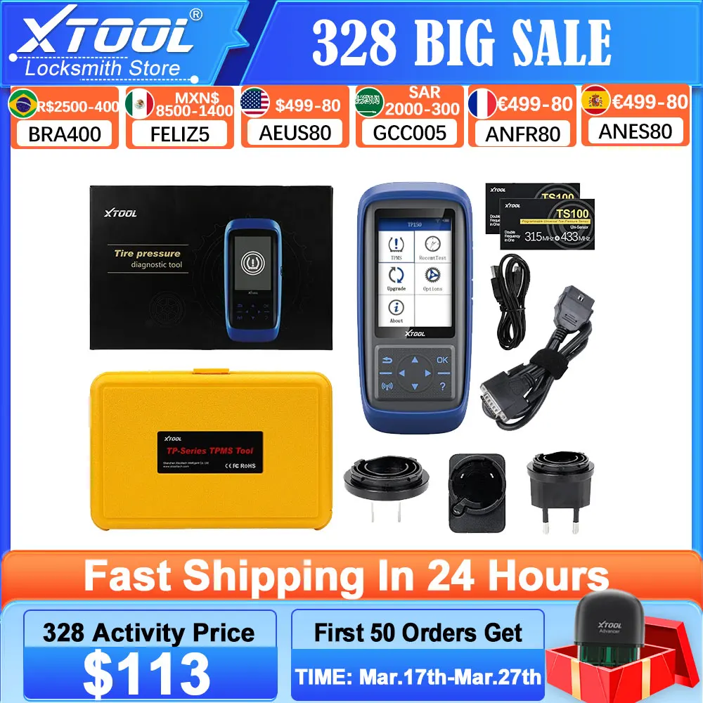 XTOOL TP150 Tire Pressure Monitoring System Tire Repair Tools OBD2 TPMS ...