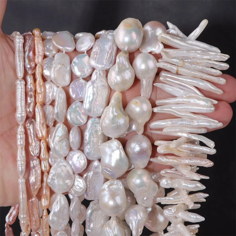 Natural-Pearl-Irregular-Beads-Round-Square-Freshwater-Pearl-Punch-Beads ...