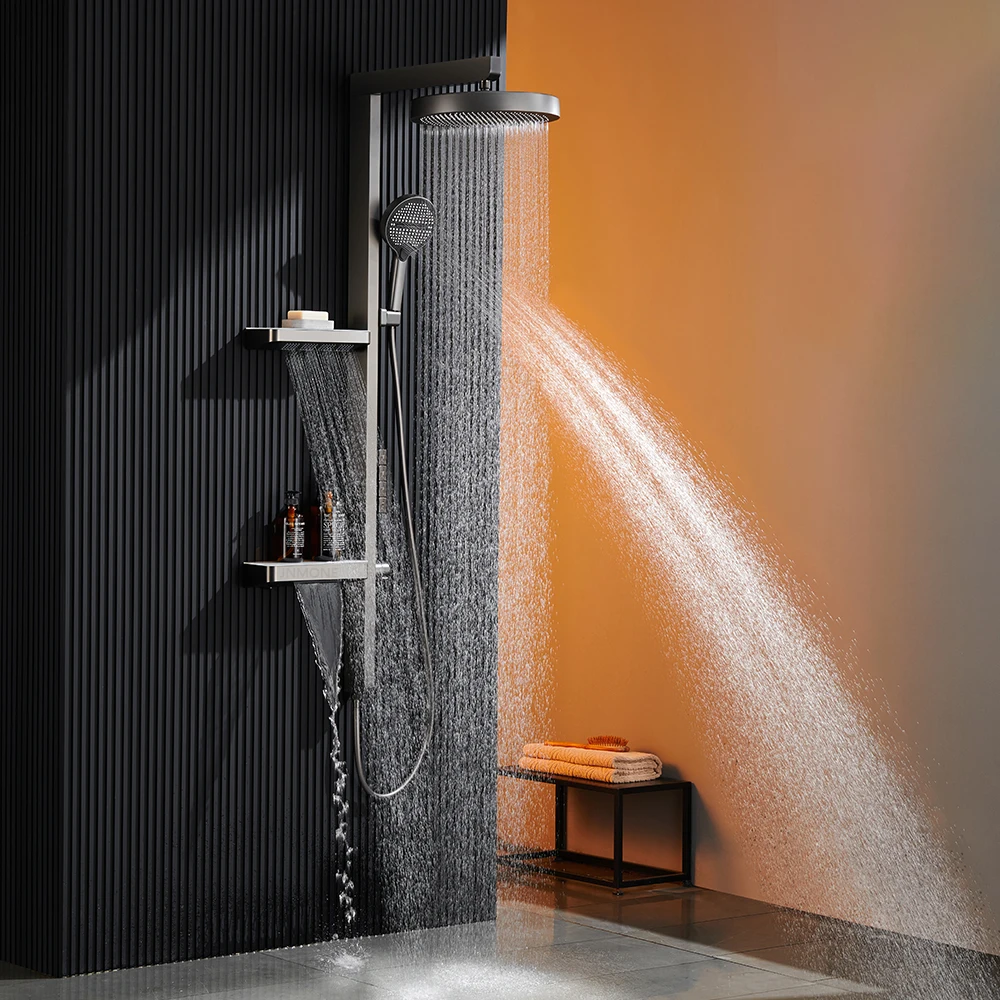 Luxury-Bathroom-Shower-System-Wall-Mounted-LED-Temperature-Waterfall ...