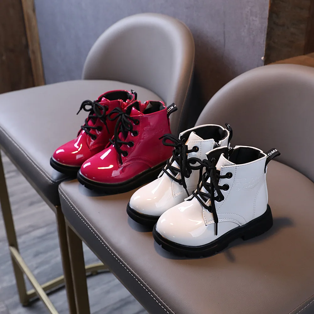 Botines blancos para niños y niñas, zapatos de cuero planos ...
