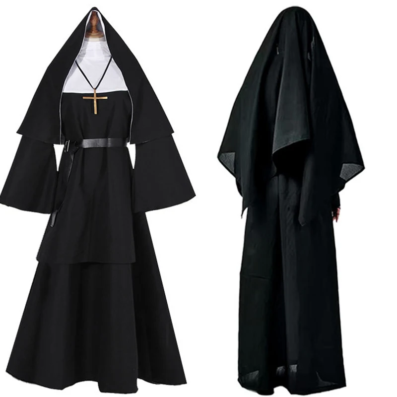 Disfraz-de-monja-de-Halloween-traje-de-t-nica-religiosa-tradicional-de ...
