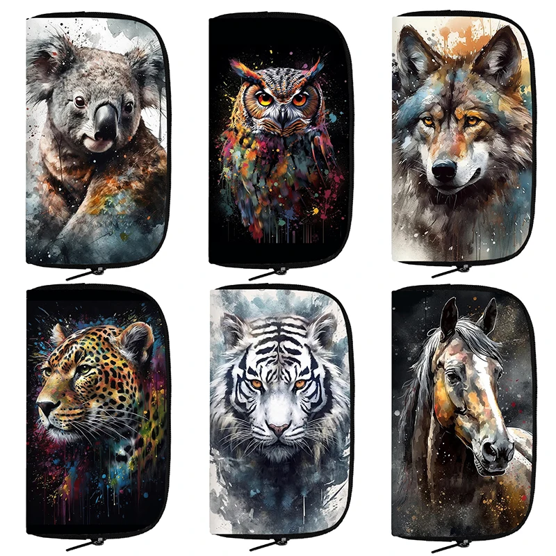 Watercolor-Animal-Tiger-Wolf-Koala-Owl-Wallet-Women-Men-Money-Coin-Bags ...