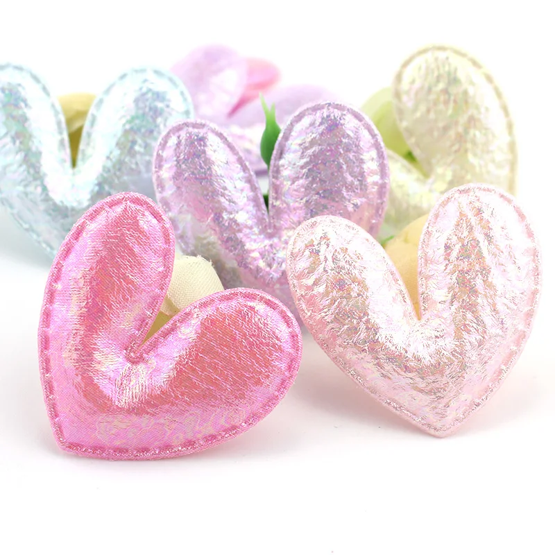 50Pcs-4cm-Magic-Color-Heart-Padded-Appliques-DIY-Headwear-Hairpin-Gift ...