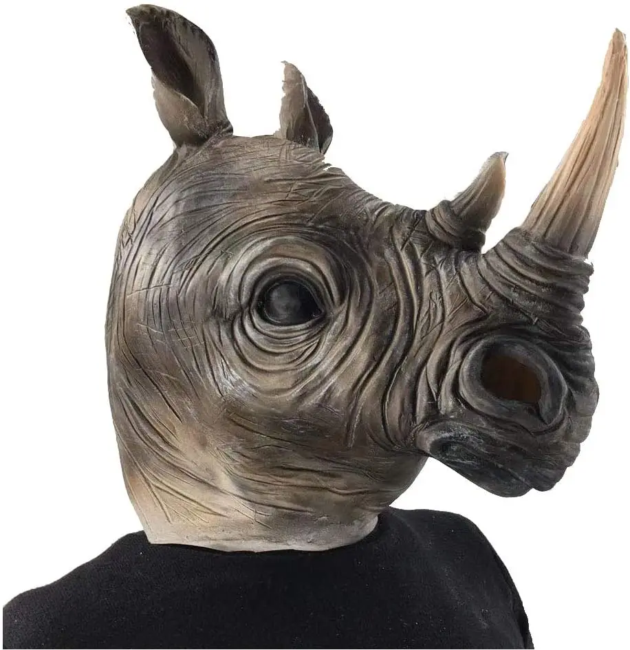 Animal Head Latex Mask Rhino Mask Christmas Halloween disguise party ...