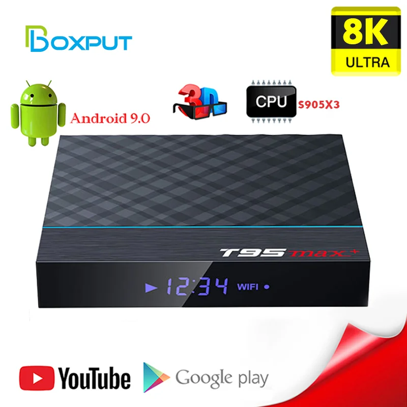 T95 맥스 플러스 안드로이드 9.0 스마트 TV 박스, 셋톱 박스, Amlogic S905X3, 8K 100m lan, 2.4G, 5G 와이파이 TV박스, 4GB ...