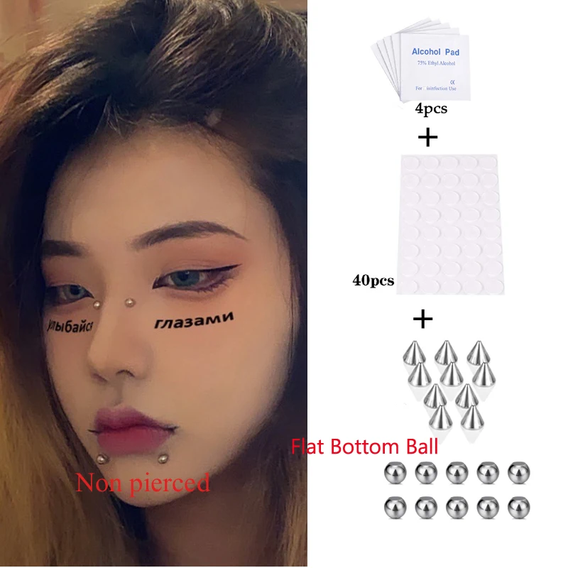 2021 Fake Smiley Piercing Fake Nose Ring Eyebow Ring Dimple Sticker ...