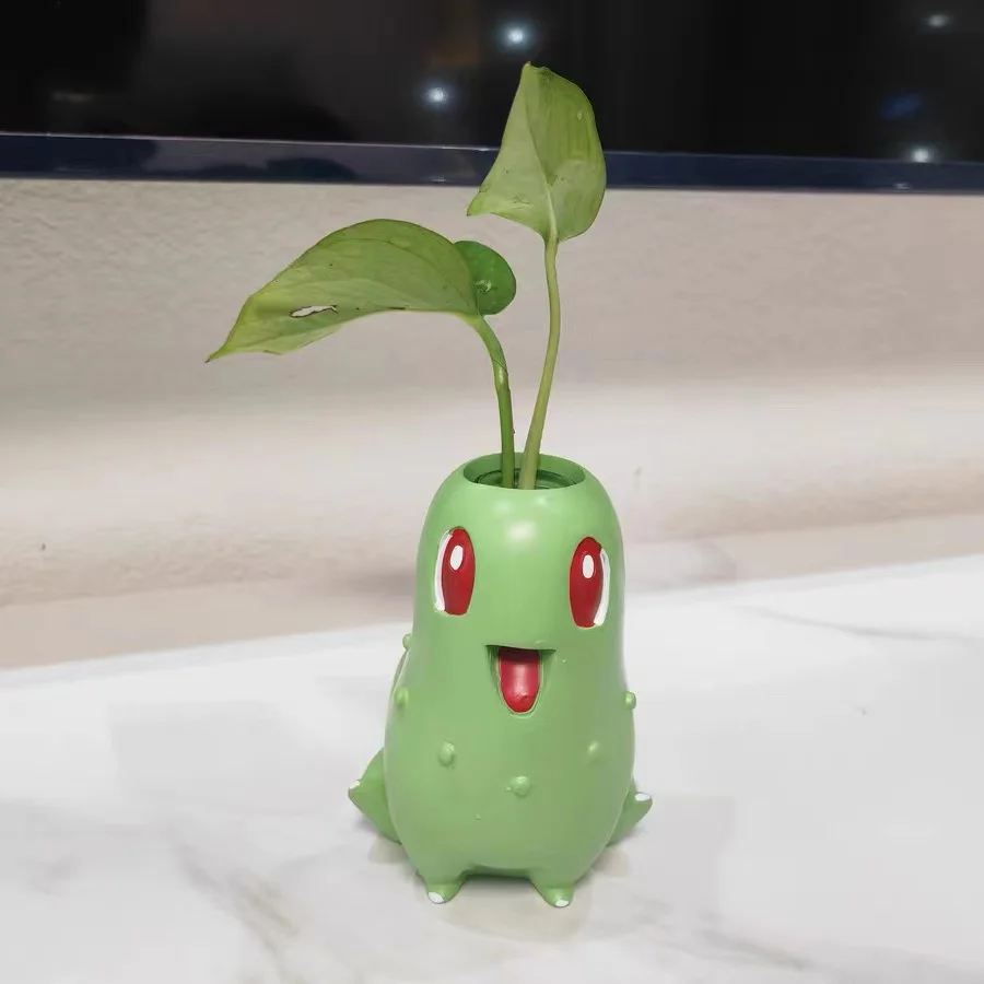 Maceta-de-flores-de-Pok-mon-Chikorita-maceta-creativa-Kawaii-estatua-de ...