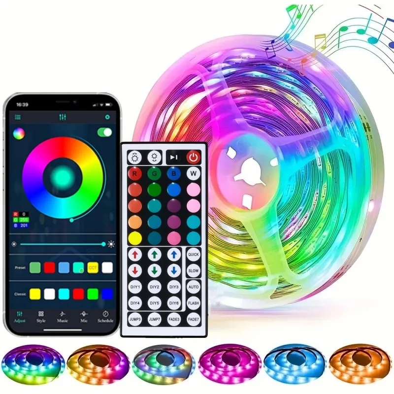 Flex-vel-RGB-LED-Strip-Lights-para-decora-o-do-quarto-controle ...